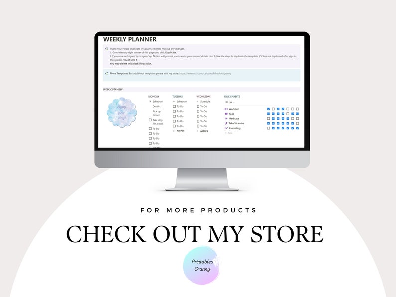 Notion Template Weekly Planner Dashboard Business Or Personal Use Templates Etsy 