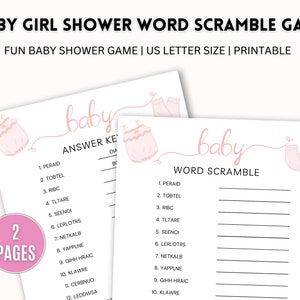 Word Scramble Baby Girl Shower Game, Printable, Fun Baby Shower Game ...