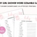 Word Scramble Baby Girl Shower Game, Printable, Fun Baby Shower Game ...