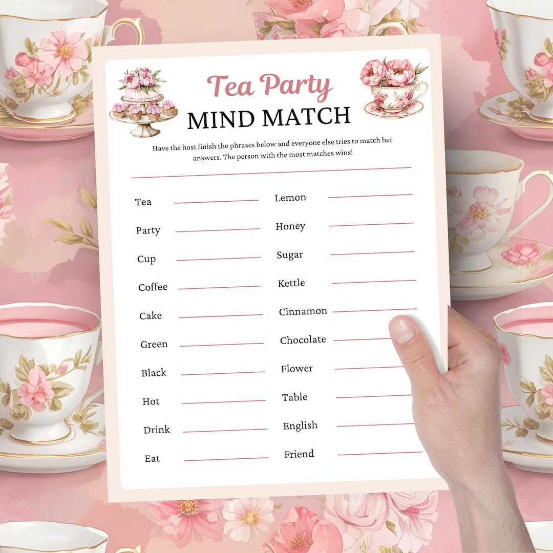 Tea Party Mind Match Game, Printable Activity, Afternoon Tea Party ...