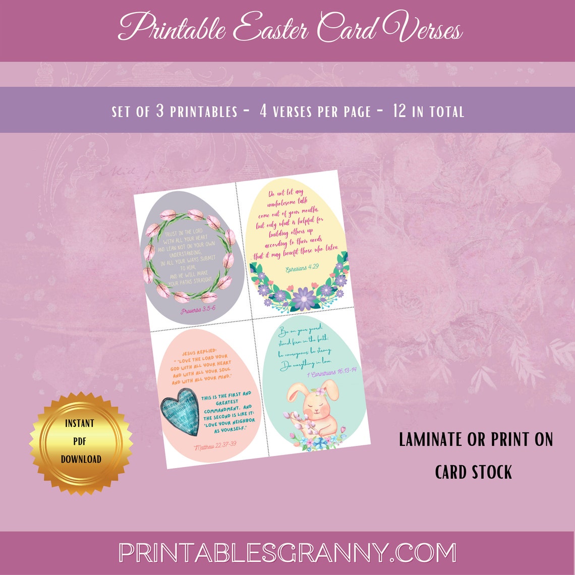 Printable Easter Card Verses Kids Bible Verses Easter - Etsy