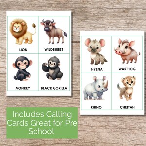 40 Animal Safari Preschool Bingo - Fun Learning Game for Kids ...