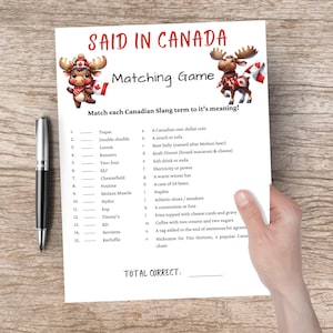 Said in Canada Matching Game, Canada Day Activity, Printable Canadian ...