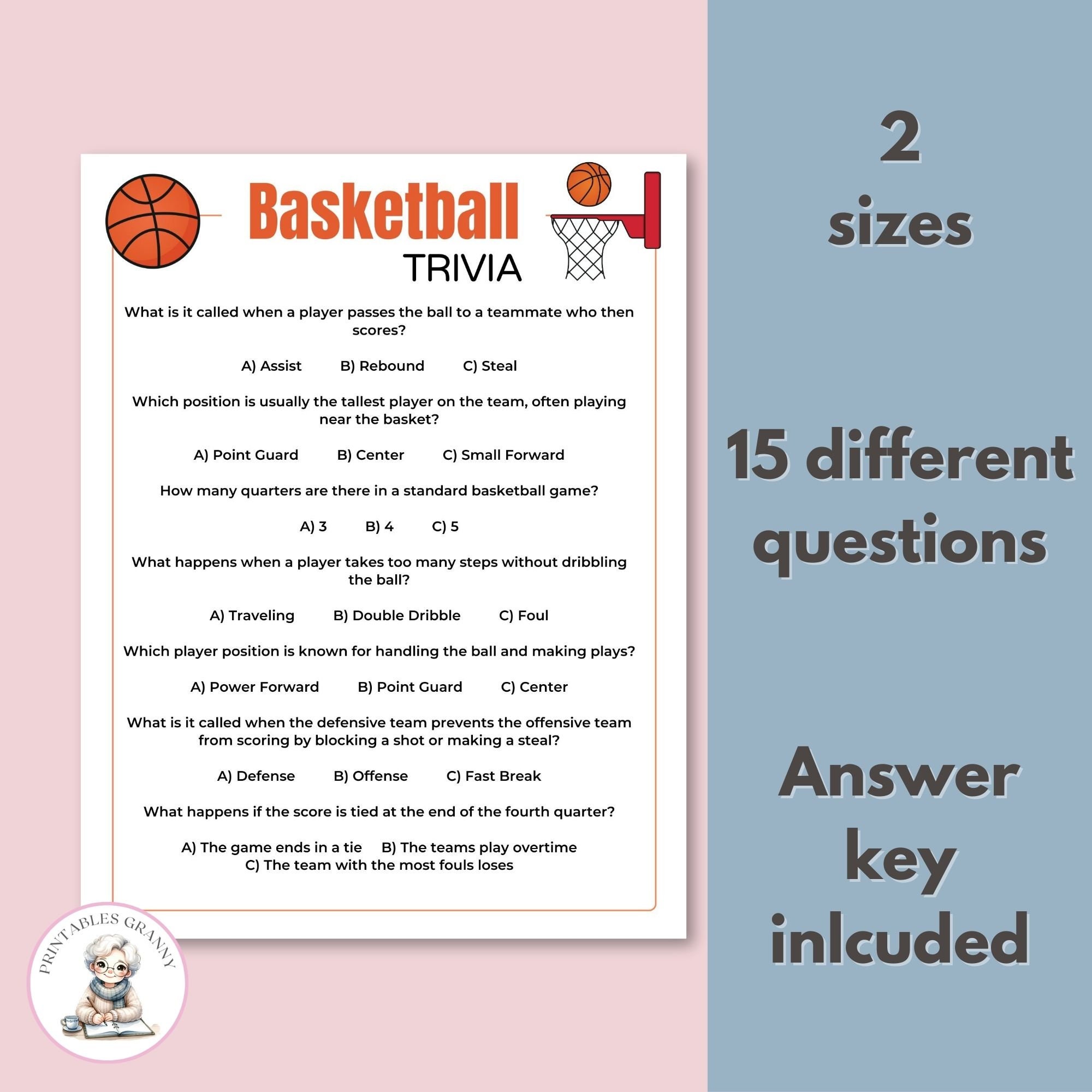 Basketball Trivia Game, Basketball Printable Game, Basketball Party ...