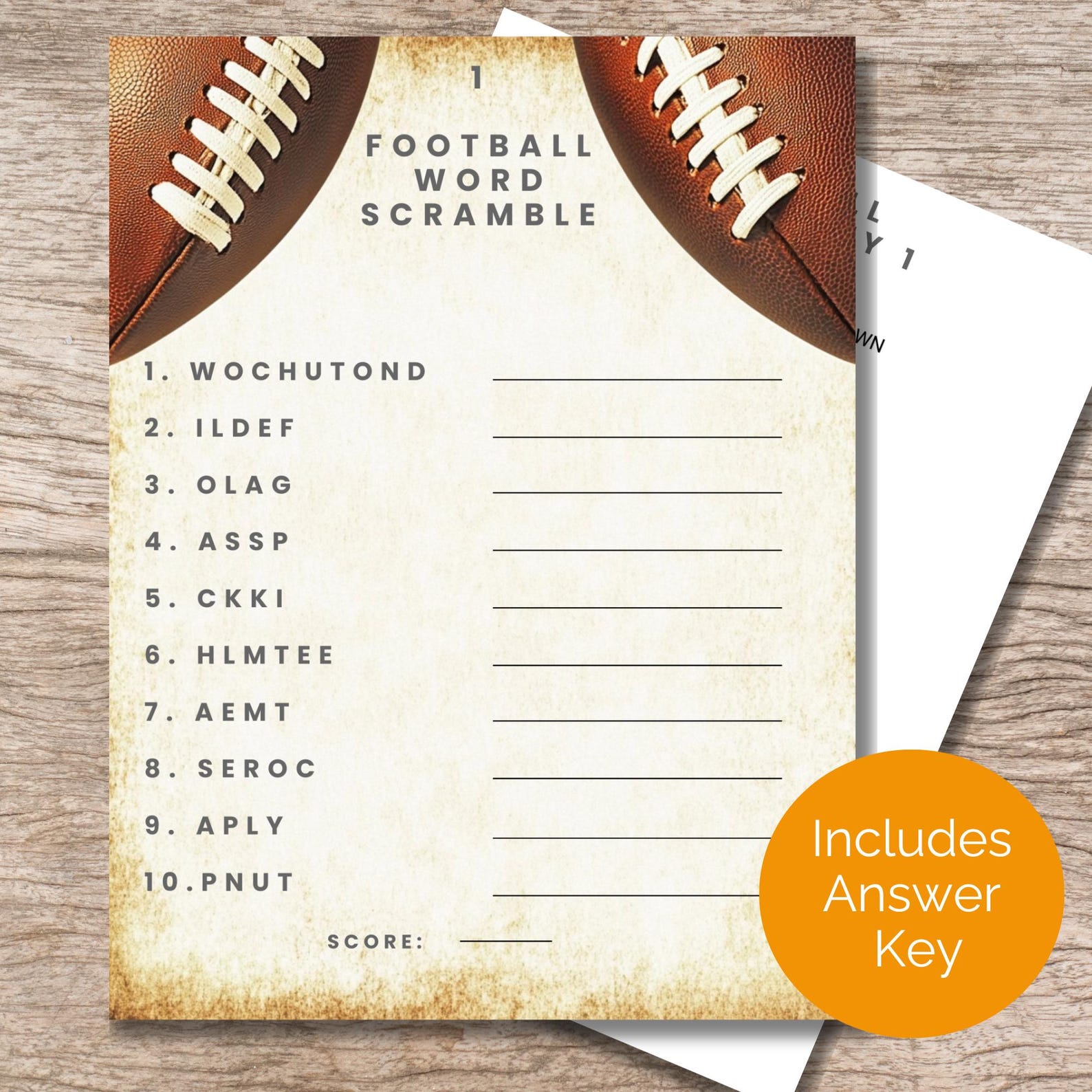 Football Word Scramble Printable Game, Printable Football Party Game ...