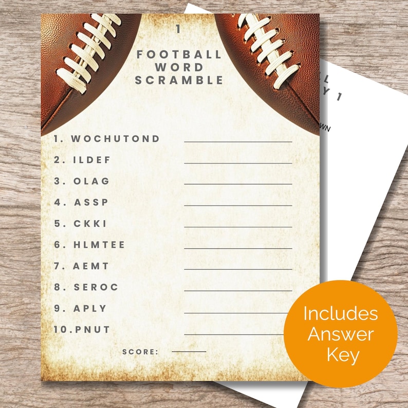 Football Word Scramble Printable Game, Printable Football Party Game ...