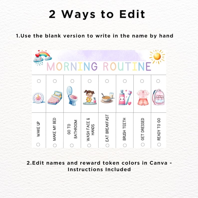 Editable Morning Routine Flip Chart, Kids Daily Checklist, Printable ...