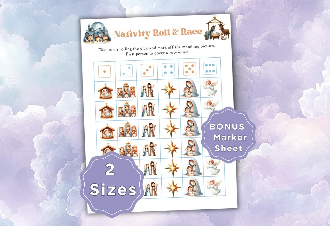 Nativity Dice Game Roll & Race | Christian Christmas Printable for Kids ...
