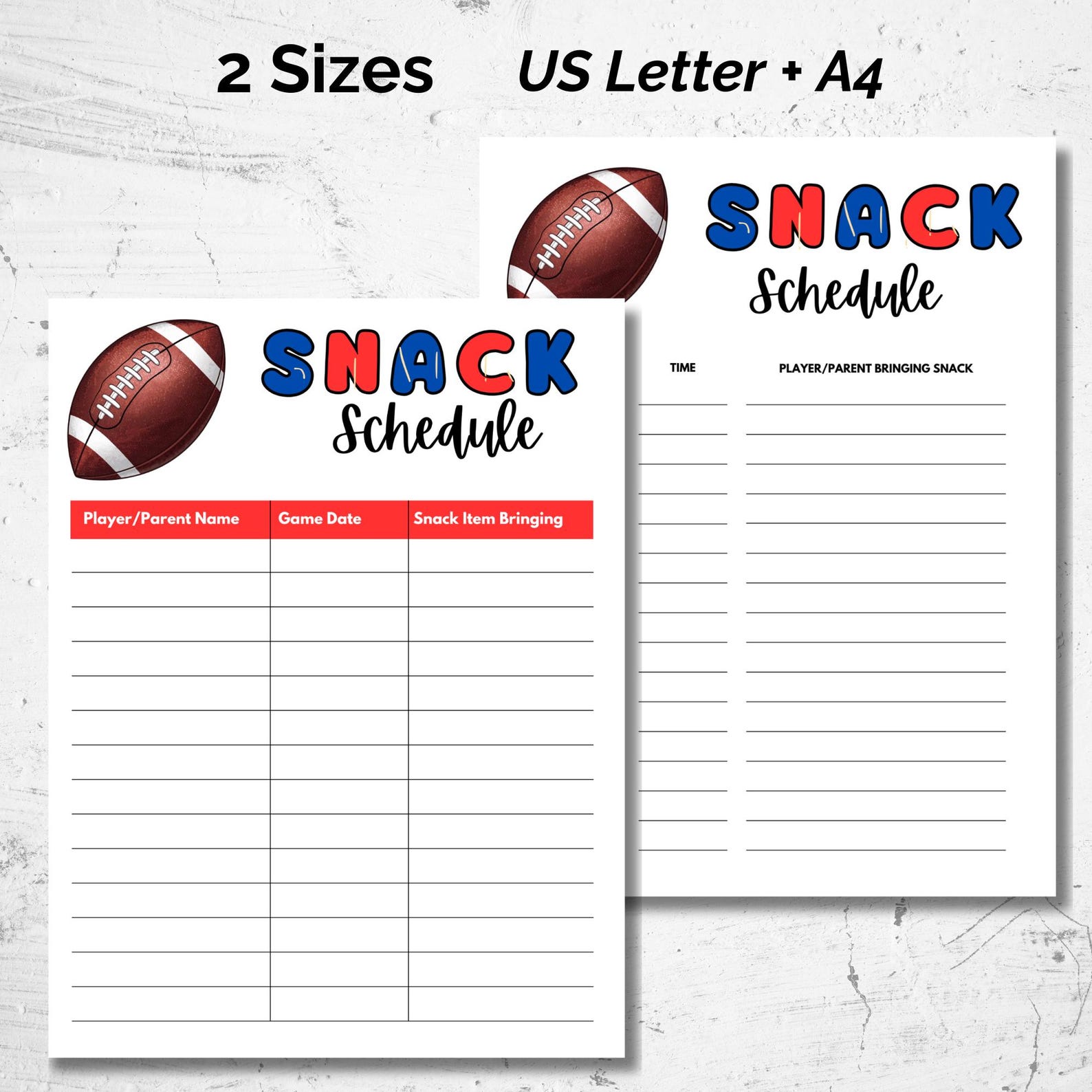 Football Snack Schedule - Edit in Canva, Printable Template - Printable ...
