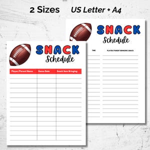 Football Snack Schedule - Edit in Canva, Printable Template - Printable ...