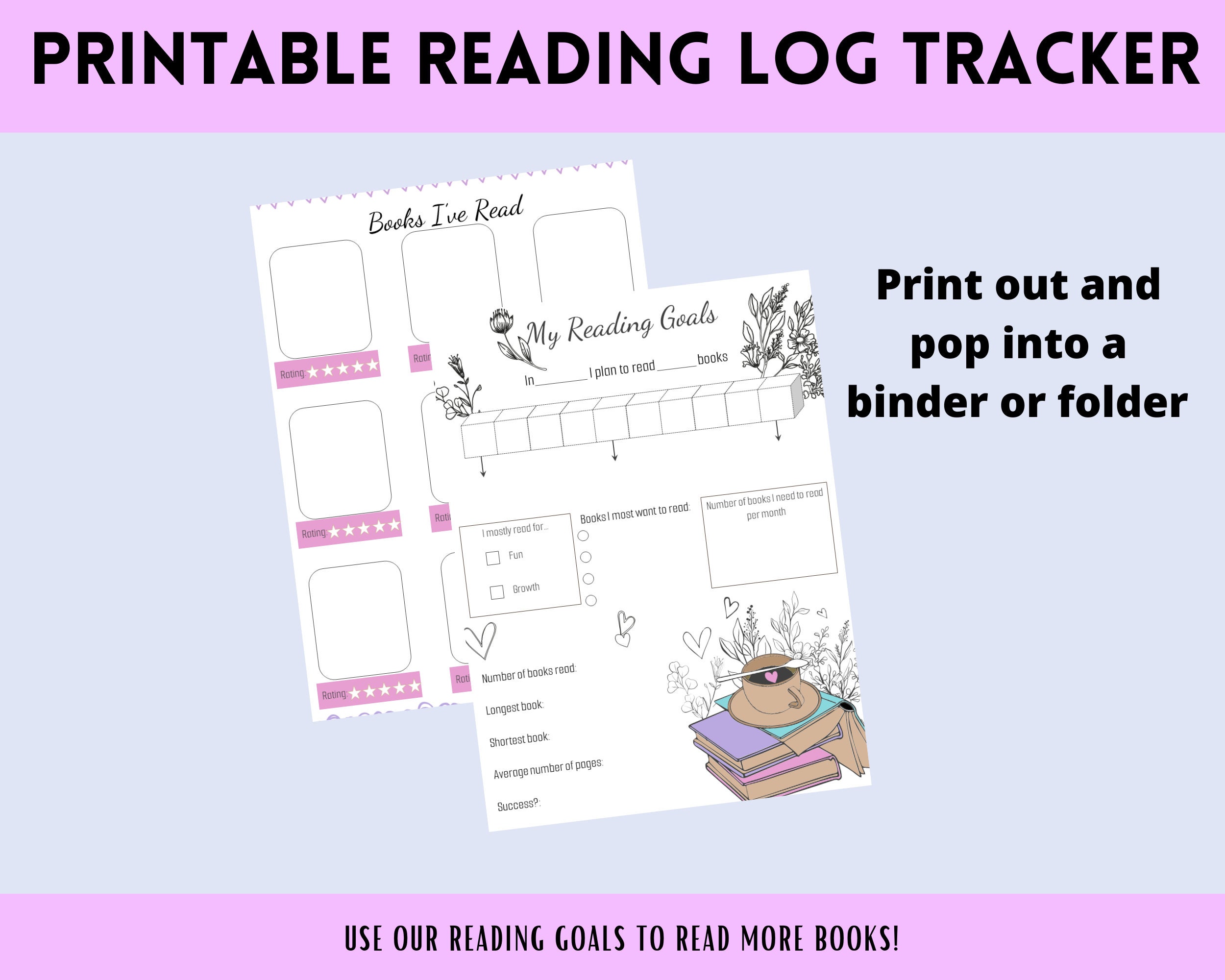Reading Log Journal |letter | A4 | Printable PDF | Reading Inserts ...