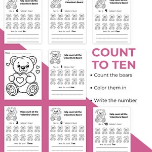 Counting Activity Preschool Math, Valentine's Day Bears Math Activity ...
