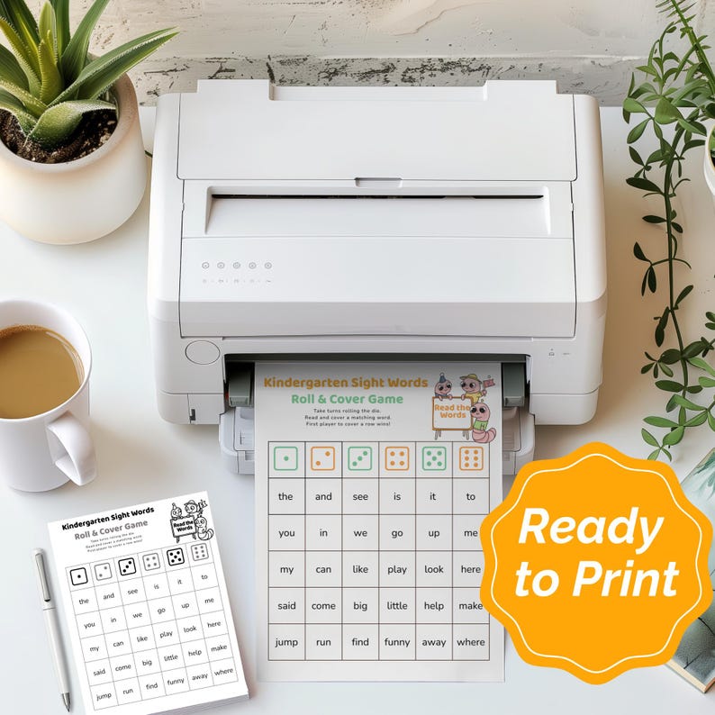 Roll a Sight Word Kindergarten Game, Roll and Cover Reading Activity ...