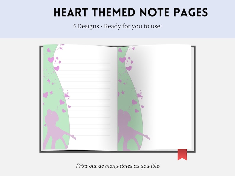 Heart Note Paper, Valentines Printable, Weddings, Couples, Mother's Day ...