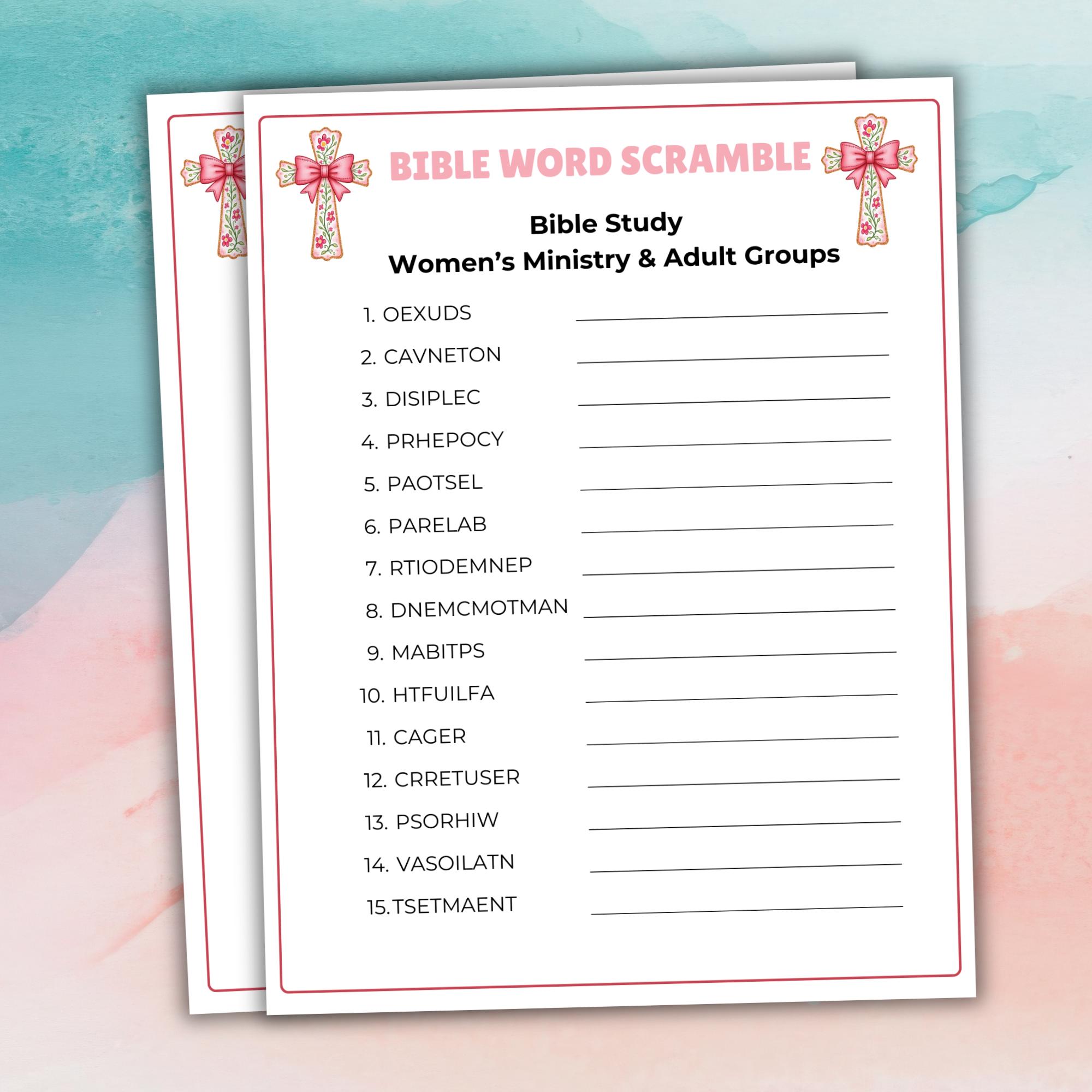 Bible Word Scramble for Women Printable Game, Christian Bible Study ...