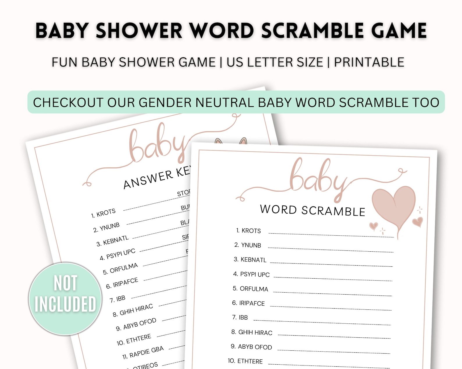 Word Scramble Baby Girl Shower Game, Printable, Fun Baby Shower Game ...