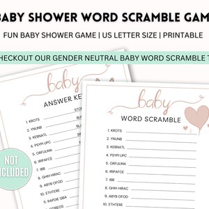 Word Scramble Baby Girl Shower Game, Printable, Fun Baby Shower Game ...