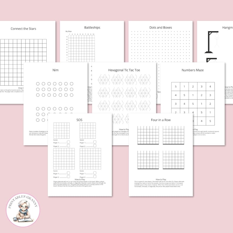 Pen and Paper Printable Games, 15 Printable Travel Games for Kids ...