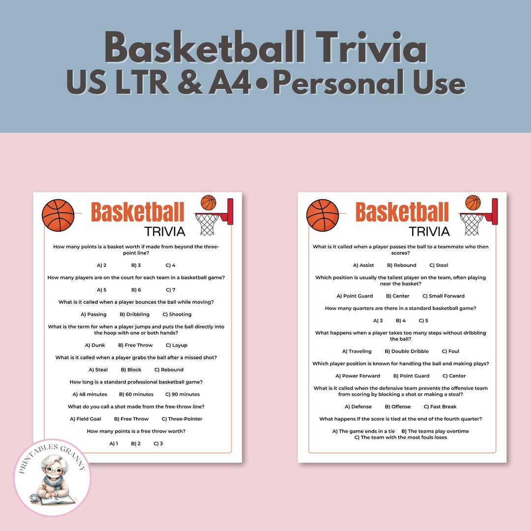 Basketball Trivia Game, Basketball Printable Game, Basketball Party ...