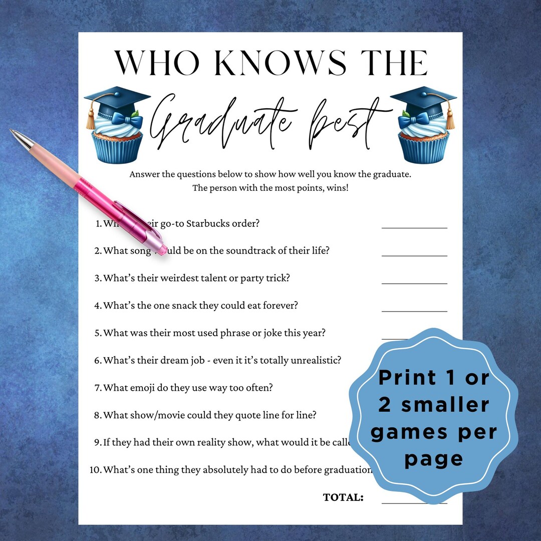 Who Knows the Graduate Best Game, Graduation Party Game Printable ...
