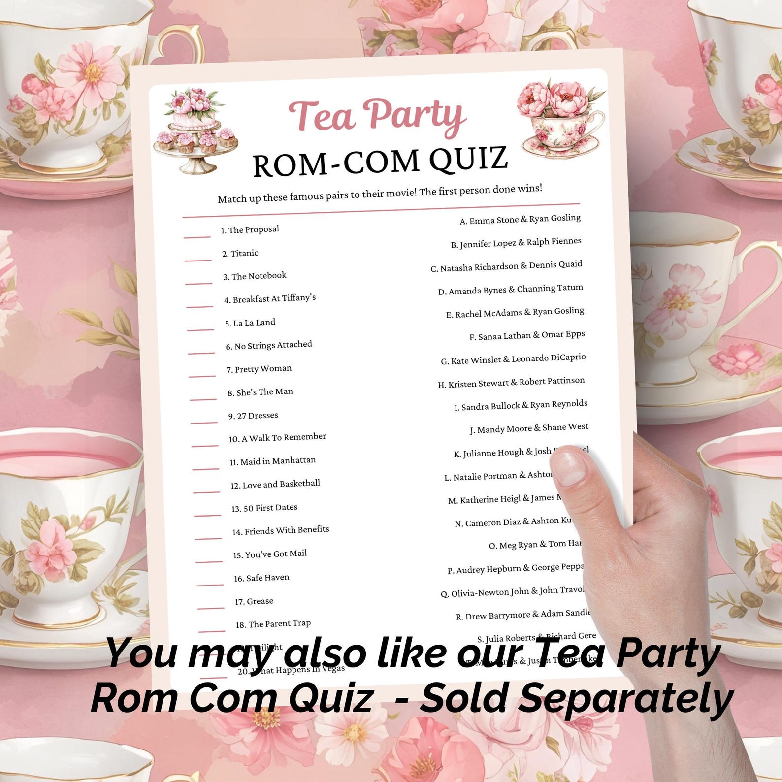 Spill the Tea Game, Tea Party Printable Activity, Bridal Shower Game ...