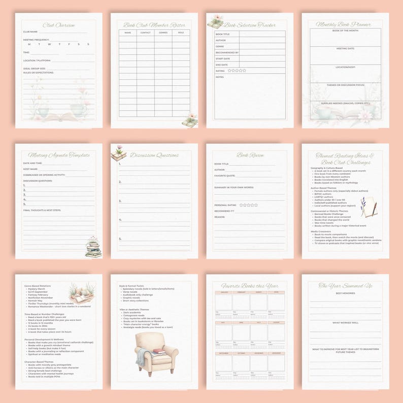 Book Club Start Kit, Printable Planner, Book Club Reviews Discussions ...