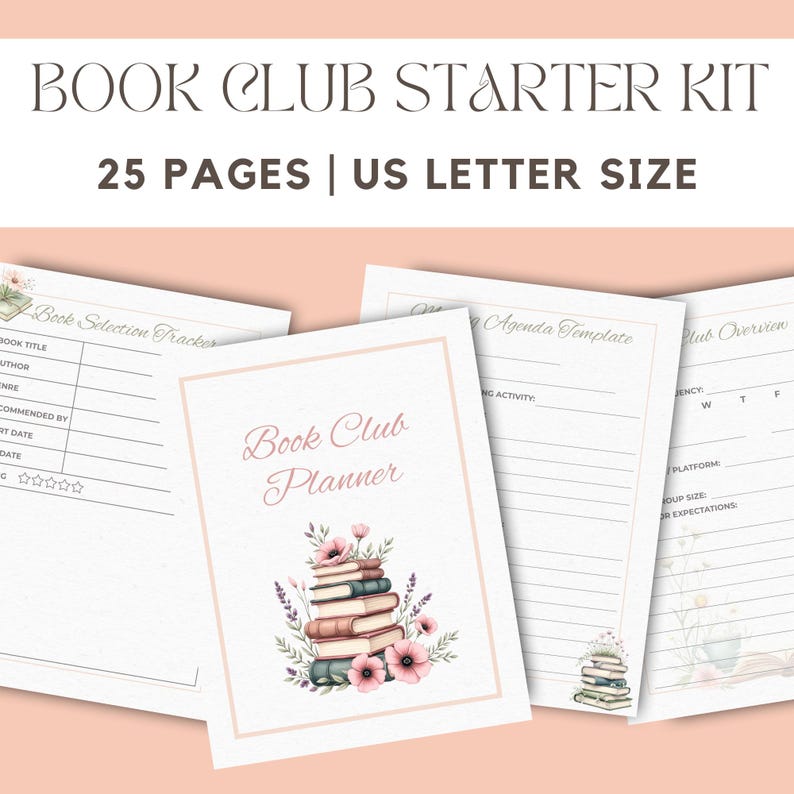 Book Club Start Kit, Printable Planner, Book Club Reviews Discussions ...