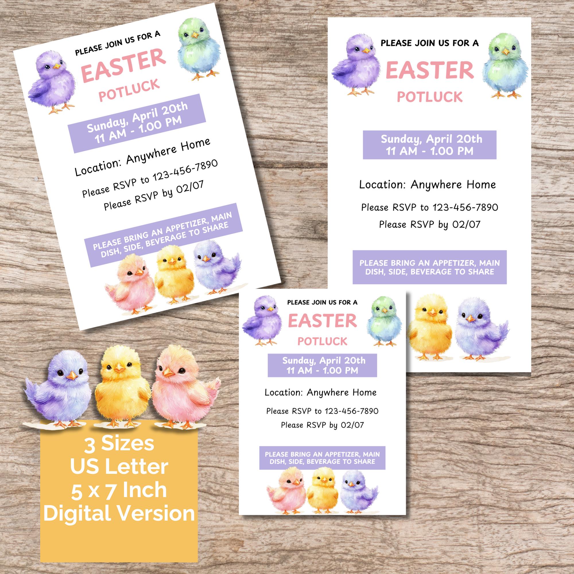Easter Potluck Invitation - Editable Canva Template, Digital and ...