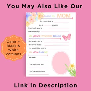 All About My Mom Worksheet, Mother's Day Coloring Sheet, Activities for ...