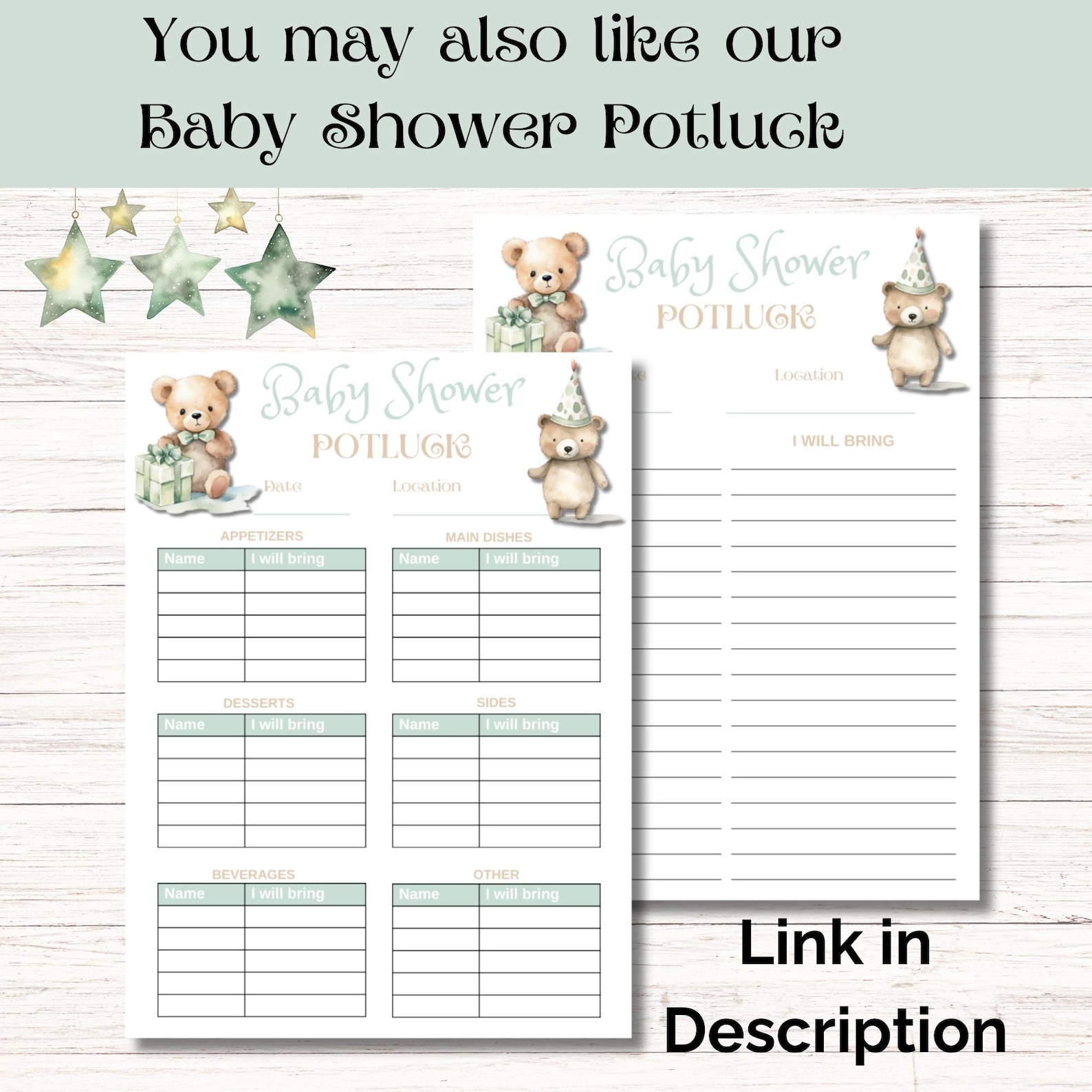 Pink Girl Baby Shower Potluck Sign up Sheet - Fillable PDF, Printable ...