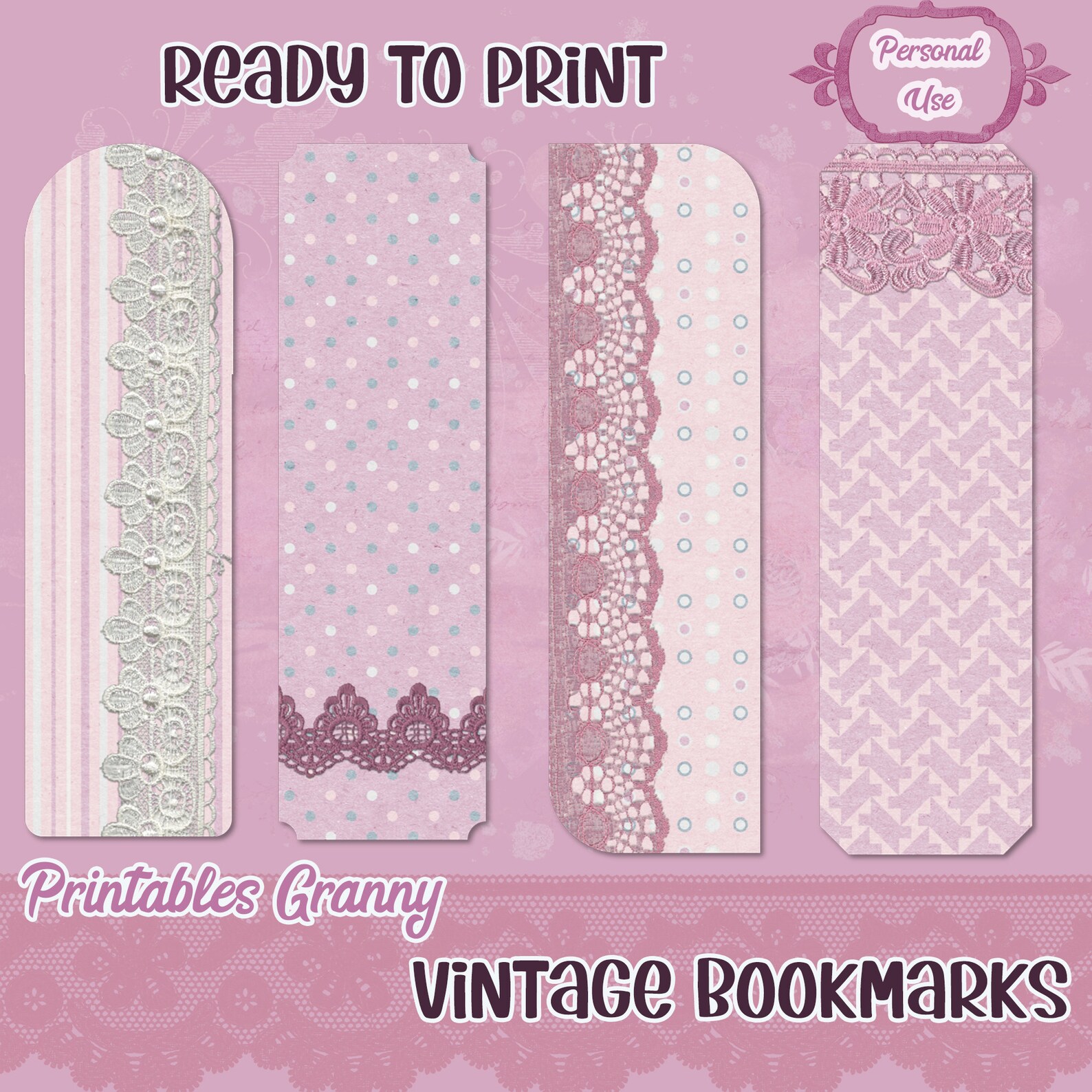 Pink Vintage Bookmarks Printable Women - Etsy