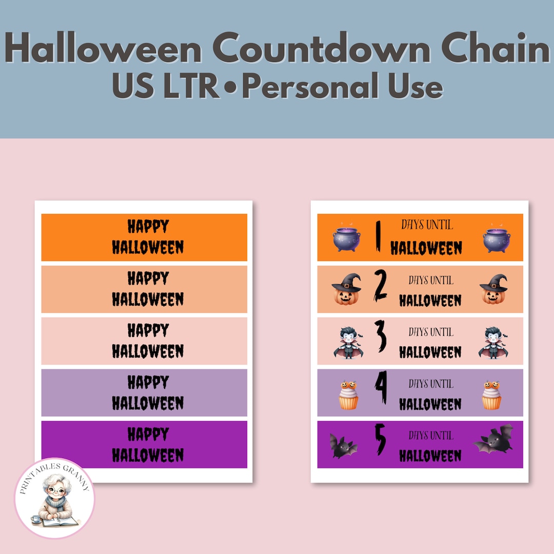 Halloween Count Down Paper Chain, Kids Halloween Activity, Printable ...