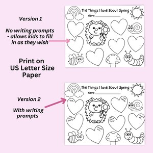 The Things I Love About Spring, Kids Writing Template, Printable Spring ...