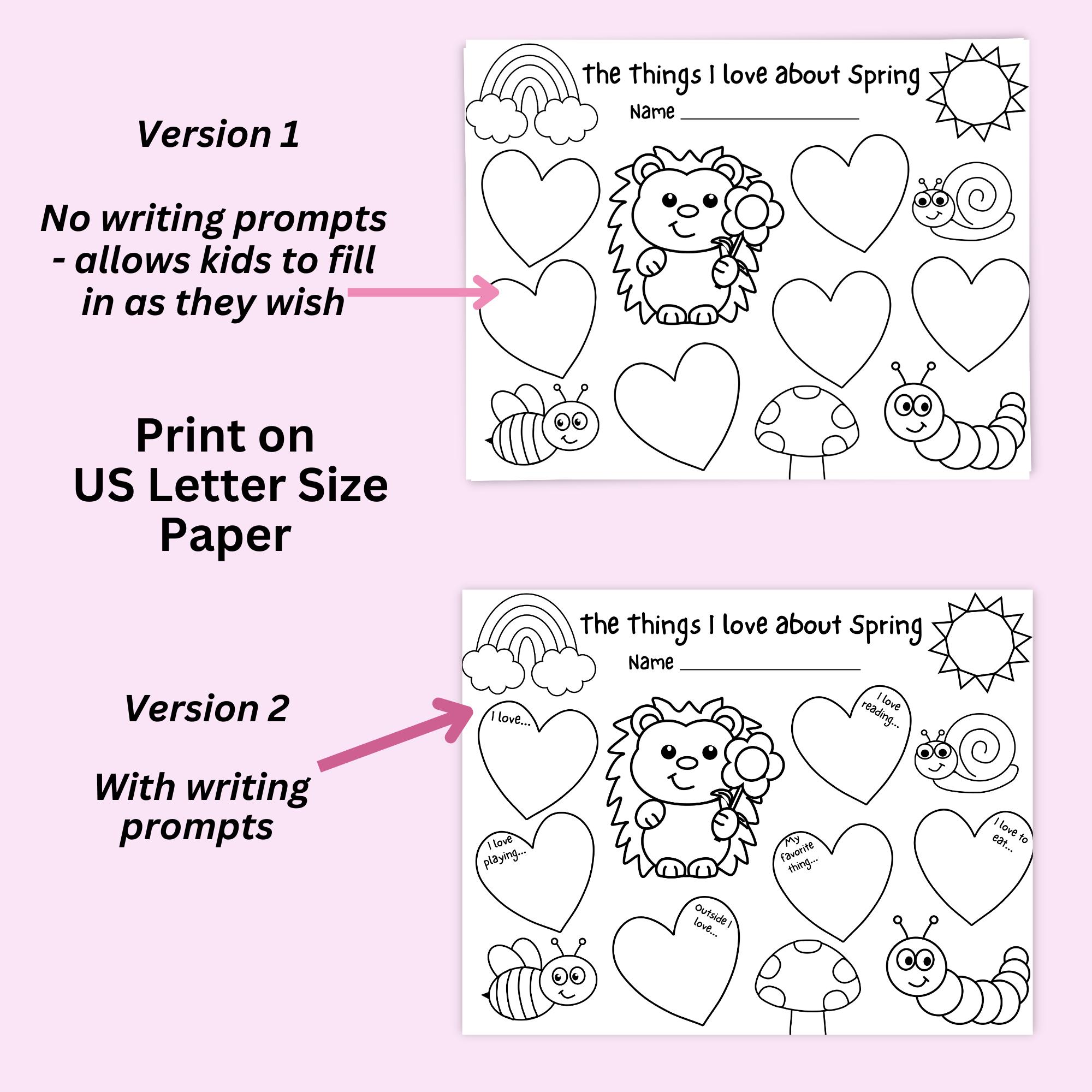 The Things I Love About Spring, Kids Writing Template, Printable Spring ...