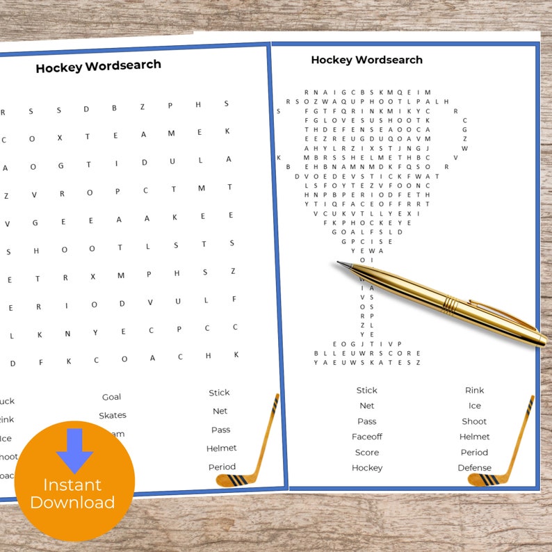 Hockey Wordsearch Game, Hockey Printable Game, Sports Wordsearch, Kids ...