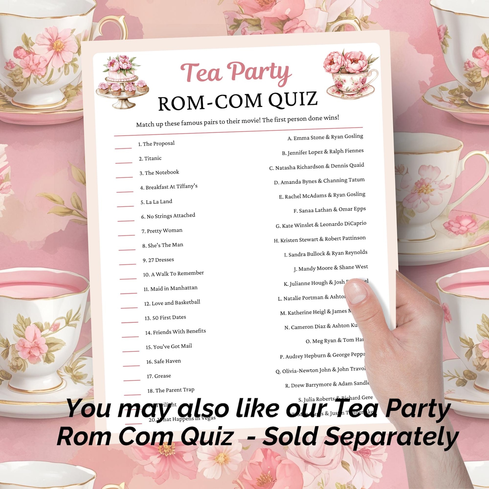 Tea Party Think Fast Game, Ice Breaker Game, Ladies Afternoon Tea Party ...