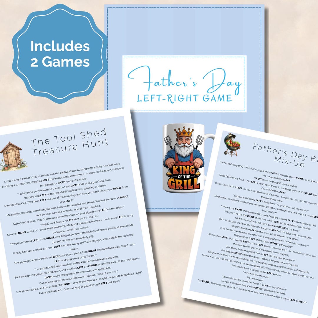 Fathers Day Left Right Game, Fun Printable Game Dads, Funny Family ...
