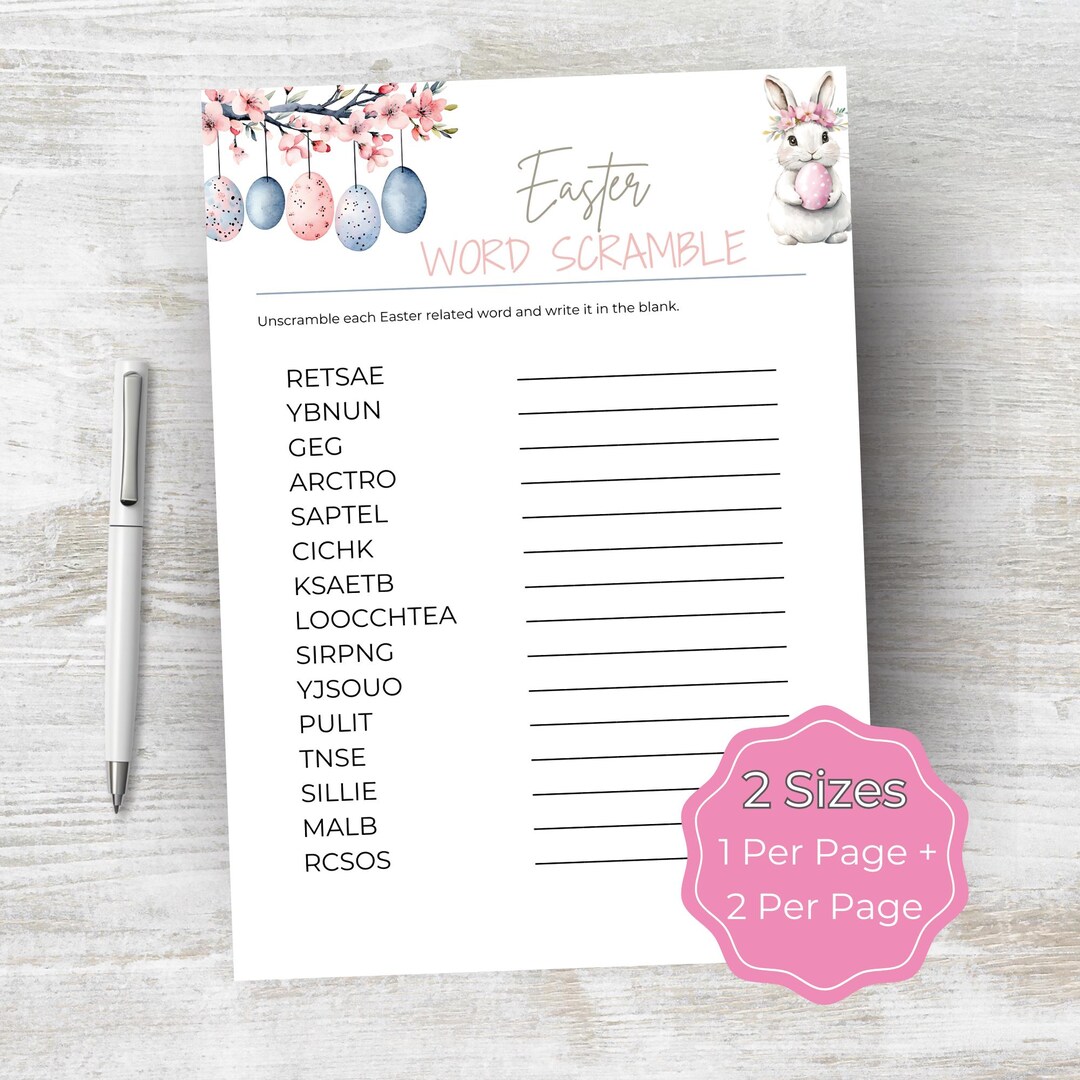 Easter Word Scramble Game for Family Fun, Printable Easter Printables ...