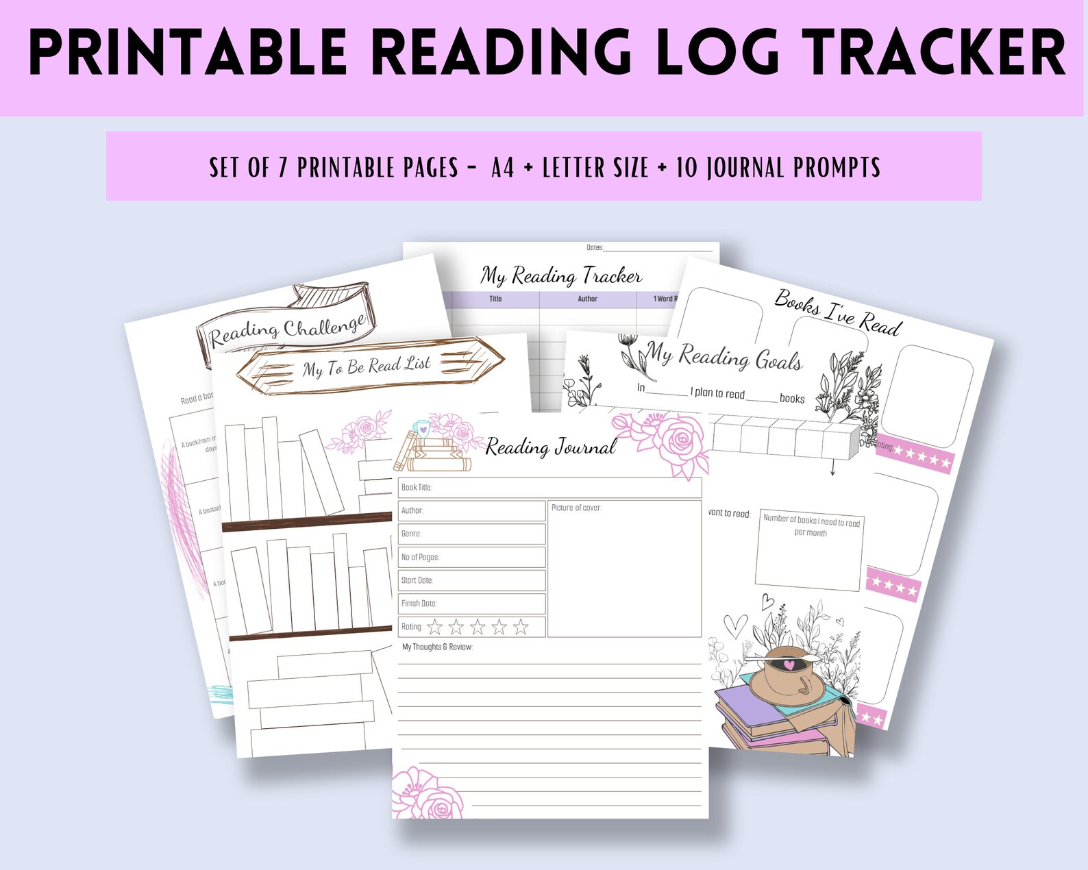 Reading Log Journal |letter | A4 | Printable PDF | Reading Inserts ...