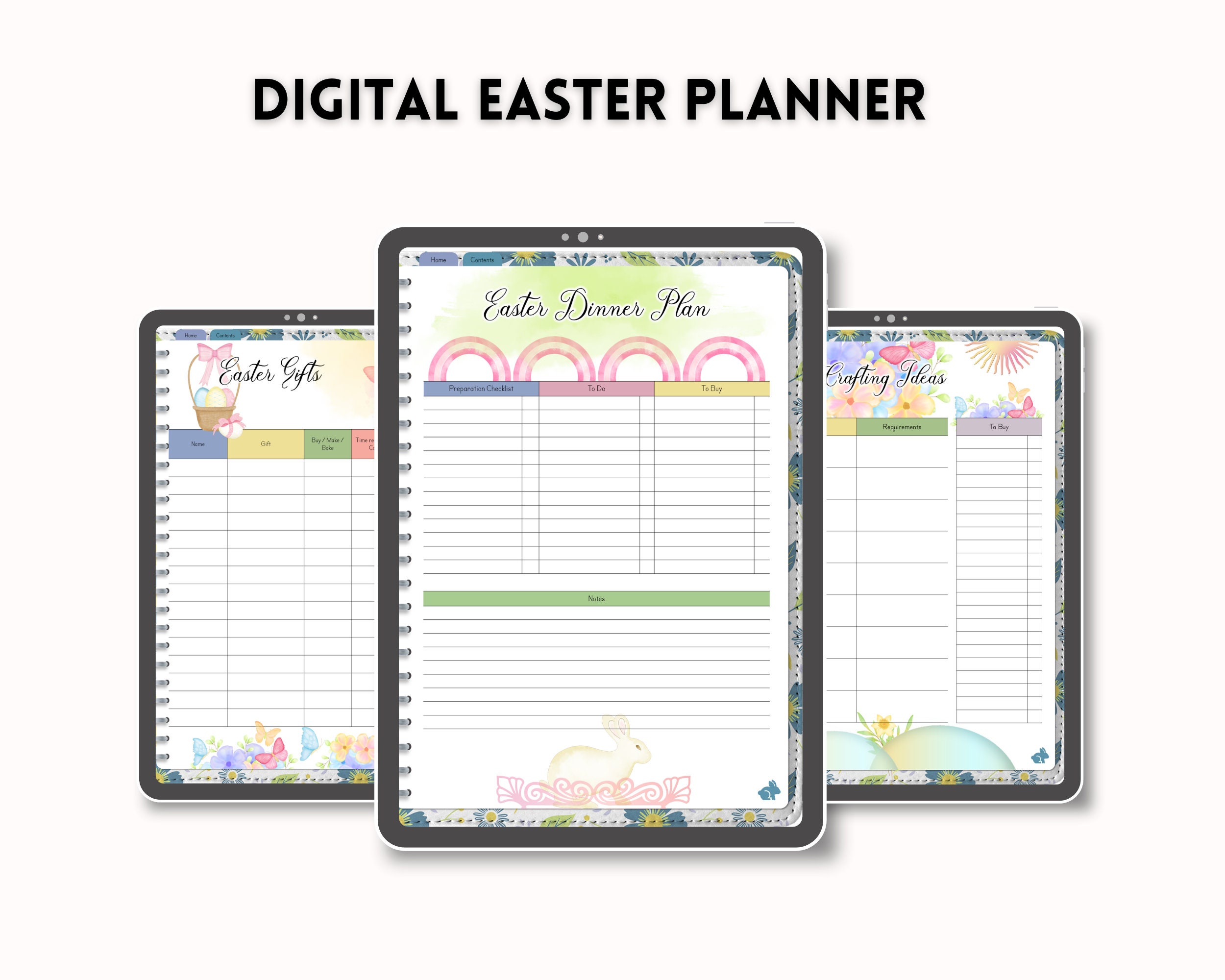 Easter Planner, Digital Spring Planner, Easter Organizer, Bunny, Craft ...