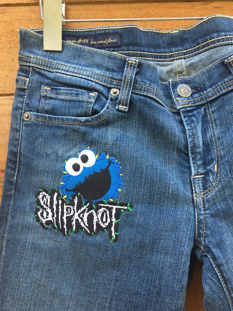 Boho Hippie Bell Bottom Jeans Festival Patched Denim Reworked Jeans ...