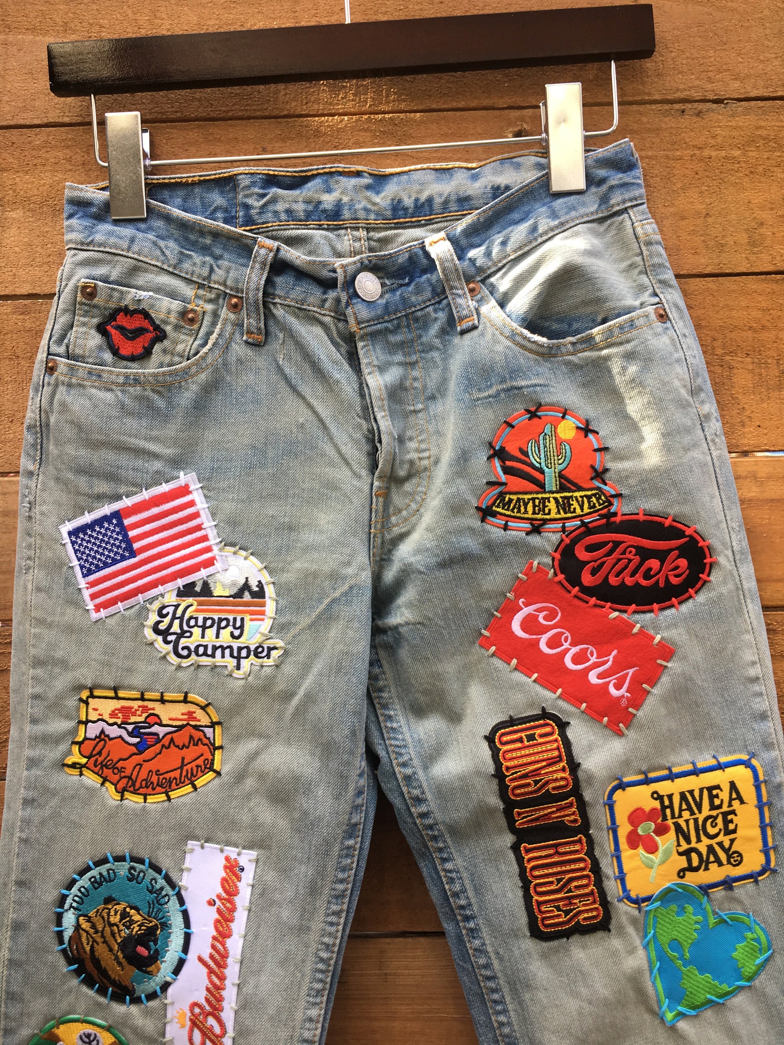 Vintage Levi's 501 Jeans Upcycled Levi's Button Fly Vintage Patched ...