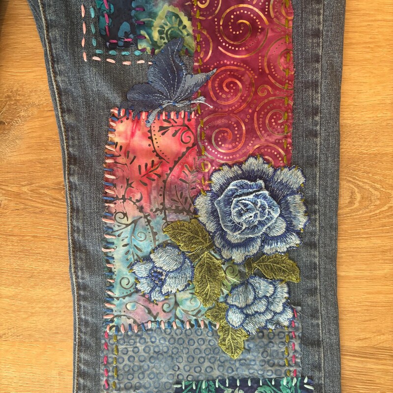 Embroidered Jeans - Etsy