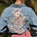 Pink Punk Crop Denim Jacket Embellished Chains Lace Rhinestones Jewels ...