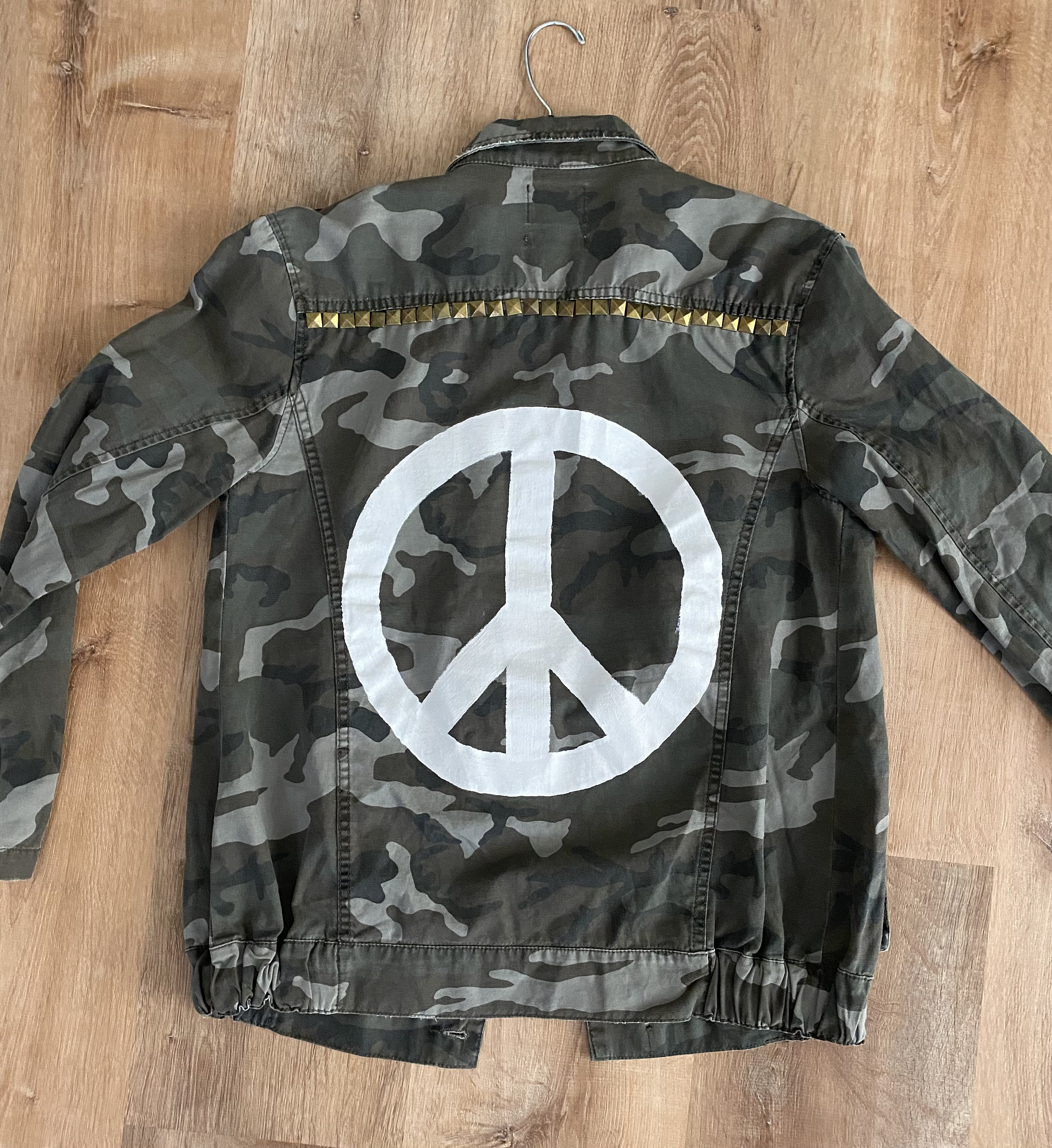 Custom Painted and Patched Peace Sign Jacket BLM Coexist Studded Hand ...