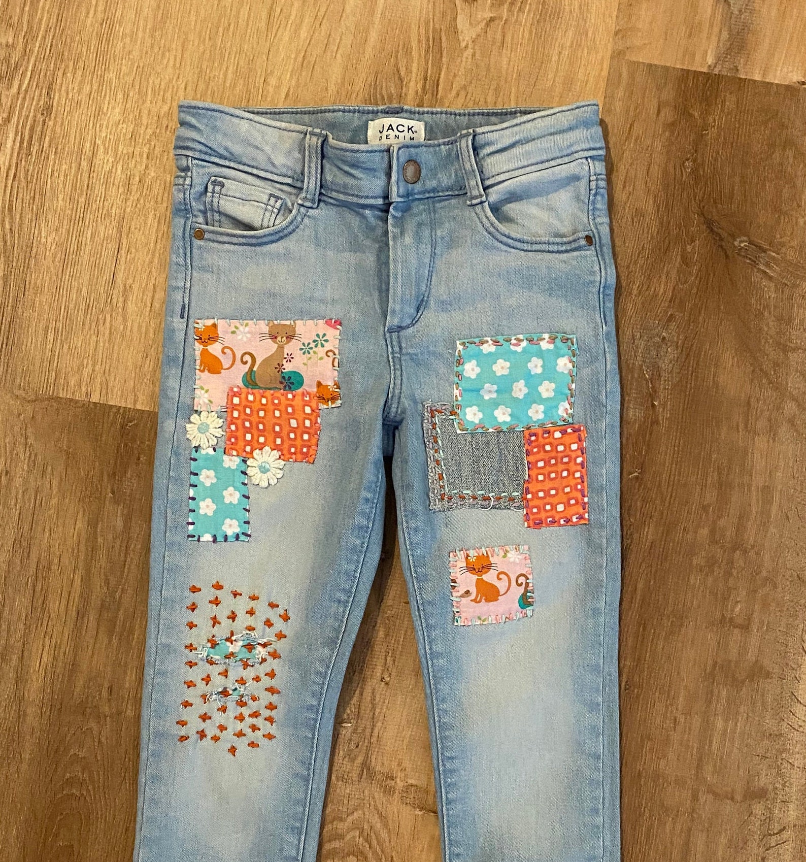 Upcycled Patched Jeans Custom Reworked Vintage Jeans Hippie Boho Girls ...