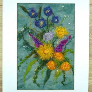 Flower Bouquet Painting, Original Wool Felt Art, Original and Unique ...
