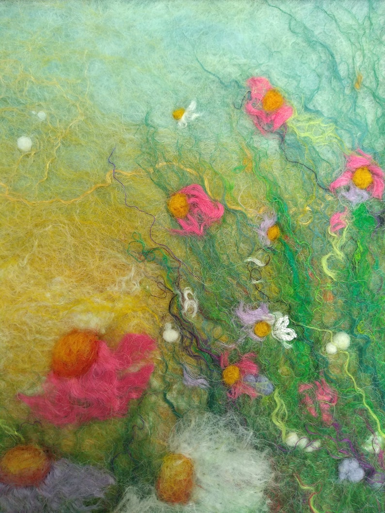 Wild Flowers, Summer Meadow, Flower Gardencolourful Landscape Art, Wet ...