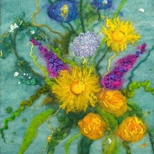 Flower Bouquet Painting, Original Wool Felt Art, Original and Unique ...