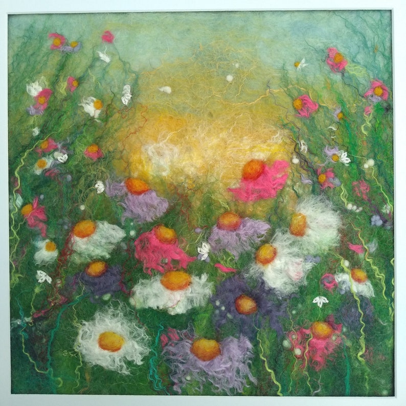 Wild Flowers, Summer Meadow, Flower Gardencolourful Landscape Art, Wet ...